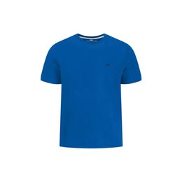 T-Shirt Fynch-Hatton "Fynch-Hatton Basic T-Shirt", Herren, Gr. M, blau (strong blau), Single Jersey, Obermaterial: 100% Baumwolle, bestickt, unifarben, normal h&uuml;ftbedeckend, Rundhals, abgerundeter Saum, Shirts T-Shirt, Sommershirt in unifarben, mit Logostickerei