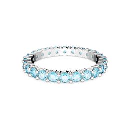 Fingerring Swarovski "Matrix, Rundschliff" Gr. 50, blau (metallfarben, aquamarine), Fingerringe, Damen, 50, Metall, Fingerring, mit Swarovski Kristall