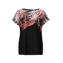 Kurzarmshirt GOLDNER "Elegantes Oberteil mit Ethno-Muster", Damen, Gr. 40, schwarz (schwarz, gemustert), Obermaterial: 100% Viskose CV., figurumspielend, U-Boot-Ausschnitt, Gerade, Shirts, Dekorativer Druck
