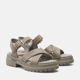 Sandale Timberland "London Vibe CROSS STRAP SANDAL", Damen, Gr. 37 (6), grau (lt tpe f gra), Leder, Schuhe Sandale
