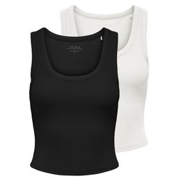 Tanktop Only "ONLEASY S/L TANK TOP JRS 2 PACK", Damen, Gr. L (40), wei&szlig; (schwarz pack:cloud dancer), Jersey, Obermaterial: 95% Baumwolle, 5% Elasthan, unifarben, normal, Rundhals, Tops Tanktop, Baumwollmischung, regular fit