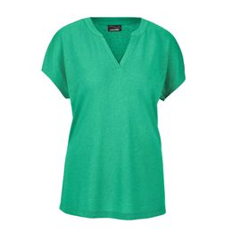 Kurzarmshirt GOLDNER "Luftiges Basicshirt mit V-Ausschnitt", Damen, Gr. 42, gr&uuml;n, Obermaterial: 80% Polyester PES. 20% Viskose CV., Shirts, Flammen-Optik