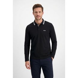Langarm-Poloshirt BOSS Green "Plisy", Herren, Gr. M, dunkelblau402, Jersey, Obermaterial: 100% Baumwolle, regular fit h&uuml;ftlang, V-Ausschnitt, eingesetzt normaler Saum, Shirts, mit Streifen am Kragen