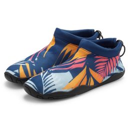 Badeschuh Lascana "Badelatsche, Badeschuhe", Damen, Gr. 36, blau (blau, orange), Obermaterial: 100% Neopren. Decksohle: 100% Neopren. Futter: 100% Neopren. Laufsohle: 100% Synthetik, gemustert, Schuhe Badeschuh, Aquaschuh, Slipper, Wasserschuh ultraleicht und schnelltrocknend VEGAN