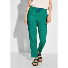 Jogger Pants Cecil, Damen, Gr. XL, L&auml;nge 28, gr&uuml;n (fresh apple gr&uuml;n), Stoff, 100% Viskose, bedruckt, comfort fit lang, Hosen, Middle Waist