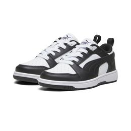 Sneaker Puma "Rebound V6 Lo Sneakers Kinder", M&auml;dchen, Gr. 35, schwarz-wei&szlig; (wei&szlig; schwarz transparent), Obermaterial: Synthetik, Textil; Futter: Textil; Innensohle: Textil; Laufsohle: Gummi, Schuhe Sneaker