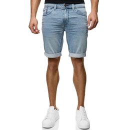 Shorts INDICODE "INDelmare", Herren, Gr. L, N-Gr, blau (icy blau), Web, Obermaterial: 77% Baumwolle, 21% Polyester, 2% Elasthan, unifarben, regular fit knielang, Hosen Shorts