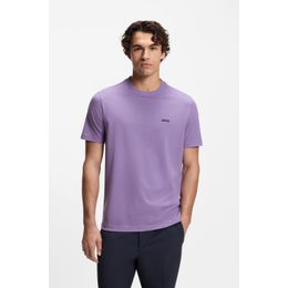 Rundhalsshirt BOSS Green "Tee", Damen, Gr. L, bright lila521, Single Jersey, Obermaterial: 95% Baumwolle, 5% Elasthan, regular fit h&uuml;ftlang, Rundhals, eng eingefasste Kante, Shirts Rundhalsshirt, mit gummiertem Kontrast-Logo