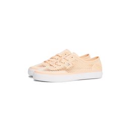 Plateausneaker Tommy Hilfiger "TH OPEN MESH VULC SNEAKER", Damen, Gr. 39, rot (apricot), Textil, Schuhe Plateausneaker, Freizeitschuh, Halbschuh, Schn&uuml;rschuh mit Logoflagge