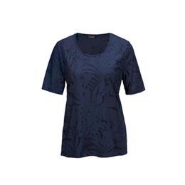 Kurzarmshirt GOLDNER "Kurzgr&ouml;&szlig;e T-Shirt mit Ausbrenneroptik", Damen, Gr. 19, blau (hellblau), Obermaterial: 50% Polyester PES. 50% Viskose CV., figurumspielend, normales B&uuml;ndchen, Shirts, hochwertige Ausbrennerware