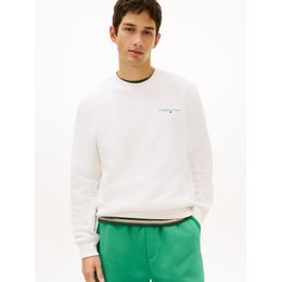 Sweatshirt Tommy Jeans "TJM REG LINEAR CREW EXT", Herren, Gr. S, ancient wei&szlig;, bahama gr&uuml;n, Sweatware, Obermaterial: 80% Baumwolle, 20% Polyester, normal h&uuml;ftlang, Rundhals, Rippb&uuml;ndchen, Sweatshirts Sweatshirt, mit Logostickerei