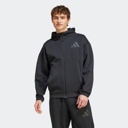 Kapuzensweatshirt adidas Sportswear "M Z.N.E. FZ", Herren, Gr. M, schwarz, Obermaterial: 57% Polyester, 43% Baumwolle, normal, Rundhals, Sweatshirts, f&uuml;r sportliche Aktivit&auml;ten, aus Polyester und Baumwolle