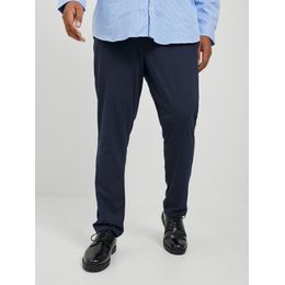 Jack & Jones PlusSize Chinohose "JPSTMARCO JJCOOPER CHINO NOOS PLS", Herren, Gr. 42 (4XL), L&auml;nge 30, blau (navy blazer), Web, Obermaterial: 52% Polyester, 21% Nylon, 17% Viskose, 10% Elasthan, JACK & JONES PLUSSIZE, unifarben, slim fit kn&ouml;chellang, Hosen Chinohose