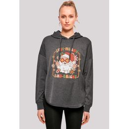 Kapuzenpullover F4NT4STIC "Stay Merry And Bright Hippie Santa", Damen, Gr. XL, grau (charcoal), Obermaterial: 100% Baumwolle, oversize, Pullover Kapuzenpullover, Premium Qualit&auml;t, Weihnachts-Kollection