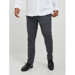 Jack & Jones PlusSize Chinohose "JPSTMARCO JJCOOPER CHINO NOOS PLS", Damen, Gr. 44 (5XL), L&auml;nge 32, grau (dunkelgrau melange), Web, Obermaterial: 52% Polyester, 21% Nylon, 17% Viskose, 10% Elasthan, JACK & JONES PLUSSIZE, meliert, slim fit kn&ouml;chellang, Hosen Chinohose