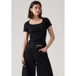 Levi's T-Shirt LEVI'S "Levi's Essential T-Shirt mit quadratischem Ausschnitt", Damen, Gr. XS (34), anthrazit night, Feinripp, Obermaterial: 100% Baumwolle, unifarben, figurbetont taillenbedeckt, tiefer Rundhals, Shirts T-Shirt, Feinrippqualit&auml;t