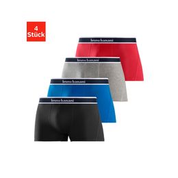 Boxer Bruno Banani "Boxershorts f&uuml;r Herren", Damen, Gr. S, blau (rot, grau, meliert, schwarz, royalblau), Jersey, Obermaterial: 92% Baumwolle, 8% Elasthan (LYCRA), unifarben, k&ouml;rpernah, Unterhosen, mit Steifen und Logo im Bund