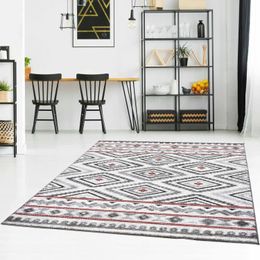 Teppich Carpet City "Moda 1129" Gr. 2, rot, B:80cm H:11mm L:150cm, Kunstfaser, Teppiche, Teppich, Kurzflor, Wohnzimmer