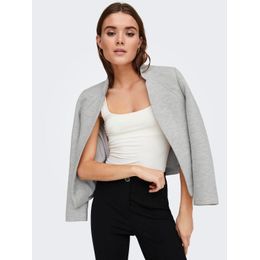 Kurzblazer Only "ONLADDY-LINEA L/S SHORT BLAZER CC TLR", Damen, Gr. 46XXXL, grau (light grau melange), Web, Obermaterial: 65% Polyester, 35% Baumwolle, meliert, regular fit normal, tiefer V-Ausschnitt, Blazer Kurzblazer, Materialmix, regular fit