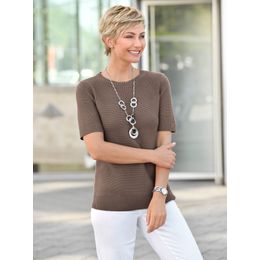 Kurzarmpullover Casual Looks "Pullover", Damen, Gr. 44, grau (taupe), 50% Baumwolle, 50% Polyacryl, unifarben, Pullover