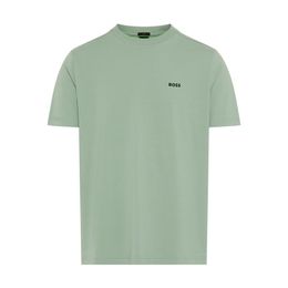 Rundhalsshirt BOSS Green "Tee", Damen, Gr. L, open gr&uuml;n359, Single Jersey, Obermaterial: 95% Baumwolle, 5% Elasthan, regular fit h&uuml;ftlang, Rundhals, eng eingefasste Kante, Shirts Rundhalsshirt, mit gummiertem Kontrast-Logo