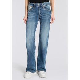 Bootcut-Jeans Herrlicher "Prime New Denim Light", Damen, Gr. 34, L&auml;nge 32, ocean fade, Denim/Jeans, Obermaterial: 98% Baumwolle, 2% Elasthan, weit kn&ouml;chellang, Jeans, mit Stretch