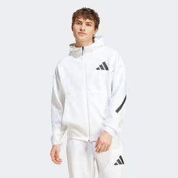 Kapuzensweatshirt adidas Sportswear "M Z.N.E. FZ", Herren, Gr. XXL, wei&szlig;, Obermaterial: 57% Polyester, 43% Baumwolle, normal, Rundhals, Sweatshirts, f&uuml;r sportliche Aktivit&auml;ten, aus Polyester und Baumwolle
