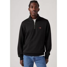 Levi's Sweatshirt LEVI'S "ORIGINAL HM 1/4 ZIP", Herren, Gr. M, schwarz (minimal schwarz), Sweatware, Obermaterial: 100% Baumwolle, bestickt, unifarben, regular fit h&uuml;ftlang, Rundhals, Flachstrickb&uuml;ndchen, Sweatshirts Sweatshirt, mit Troyer-Kragen und Logo-Stickerei