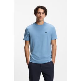 Rundhalsshirt BOSS Green "Tee", Damen, Gr. L, open blau469, Single Jersey, Obermaterial: 95% Baumwolle, 5% Elasthan, regular fit h&uuml;ftlang, Rundhals, eng eingefasste Kante, Shirts Rundhalsshirt, mit gummiertem Kontrast-Logo