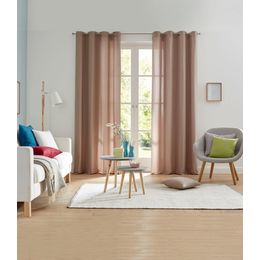 Vorhang OTTO HOME "Parry" Gr. 5, grau (kitt), B:140cm H:265cm, Polyester, Recyceltes Material, Gardinen, 2-er Set, blickdicht, monochrom, basic