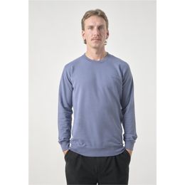 Sweatshirt Cleptomanicx "Ligull", Herren, Gr. L, blau (hellblau, blau), 100% Baumwolle, meliert, normal, Rundhals, Sweatshirts Sweatshirt, mit kleiner M&ouml;wen-Stickerei