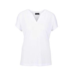 Kurzarmshirt GOLDNER "Luftiges Basicshirt mit V-Ausschnitt", Damen, Gr. 42, wei&szlig;, Obermaterial: 80% Polyester PES. 20% Viskose CV., Basic, V-Ausschnitt, Gerade, Shirts, Flammen-Optik