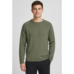 Jack & Jones PlusSize Rundhalspullover "JJBREEZE KNIT CREW NECK PLS", Herren, Gr. 4XL, dusty olive, Strick, Obermaterial: 100% Baumwolle, JACK & JONES PLUSSIZE, unifarben, regular fit, Rundhals, Pullover Rundhalspullover