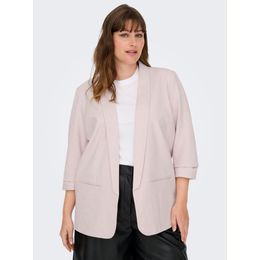 Kurzblazer Only CARMAKOMA "CARELLY 3/4 LIFE BLAZER WVN", Damen, Gr. 42, burnished lila detail:melange, Web, Obermaterial: 95% Polyester, 5% Elasthan, meliert, regular fit, V-Ausschnitt, Blazer Kurzblazer