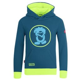 Kapuzensweatshirt Trollkids "KIDS TROLL SWEATER", M&auml;dchen, Gr. 110, petrol, lime, Jersey, Obermaterial: 80% Baumwolle, 20% Polyester, Sweatshirts