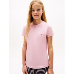 T-Shirt "2P CN TEE mit Stickerei und Rundhals im 2er-Pack", M&auml;dchen, Gr. 140/146, pink, preppy navy, Jersey, Obermaterial: 100% Baumwolle, Tommy Hilfiger Underwear, normal h&uuml;ftbedeckend, Rundhals, eingesetzt abgesteppt, Shirts T-Shirt, unifarben, casual, regular fit, Baumwolle, Rundhals