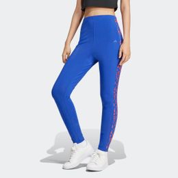 Leggings adidas Sportswear "W ANML 3S LEG", Damen, Gr. L, N-Gr, blau (semi lucid blau), Obermaterial: 93% Baumwolle, 7% Elasthan, Hosen Leggings