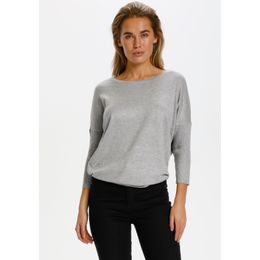 Rundhalspullover Saint Tropez "A2561, MilaSZ R-Neck", Damen, Gr. L, grau (pearl grau mel ange), Strick, Obermaterial: 80% Viskose, 20% Polyamid, unifarben, bequem normal, Rundhals, Pullover Rundhalspullover, Viskosemischung, Casual fit