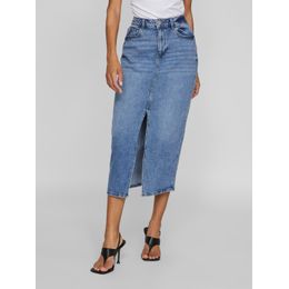 Jeansrock Vila "VIJAF HW MIDI DENIM SKIRT-NOOS", Damen, Gr. 34, blau (medium blau denim detail:wash mbd, 011), Denim/Jeans, Obermaterial: 99% Baumwolle, 1% Elasthan, wadenlang, R&ouml;cke Jeansrock