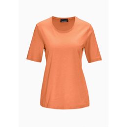 Langarm-Poloshirt GOLDNER "Kurzgr&ouml;&szlig;e Basic Baumwollshirt mit kurzem Arm", Damen, Gr. 21, orange (apricot), Obermaterial: 100% Baumwolle CO., normal, Sonstiges, Shirts, Ohne