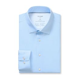 Langarmhemd OLYMP "Luxor 24/Seven", Herren, Gr. 41, N-Gr, bleu, Jersey, Obermaterial: 92% Baumwolle, 8% Elasthan, normal, 2-Knopf-Manschette, Hemden, Businesshemd, Jersey, modern fit, New Kentkragen