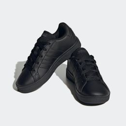 Sneaker adidas Sportswear "GRAND COURT LIFESTYLE TENNIS LACE-UP", M&auml;dchen, Gr. 32, schwarz (core schwarz, core schwarz, grau six), Synthetik, Textil, Schuhe Sneaker, Design auf den Spuren des adidas Superstar, f&uuml;r Kinder & Jugendliche