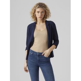 V&eacute;ro Moda Kurzblazer VERO MODA "VMJESMILO 3/4 LOOSE BLAZER WVN NOOS", Damen, Gr. XS, blau (navy blazer), Web, Obermaterial: 55% Viskose, 45% Leinen, unifarben, regular fit normal, V-Ausschnitt, Blazer Kurzblazer, mit Leinen