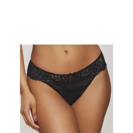 String Lascana "Cara", Damen, Gr. 44/46, schwarz, Spitze, Obermaterial: 87% Polyamid, 13% Elasthan, k&ouml;rpernah, Unterhosen String, aus dezent transparenter Spitze, anteilig aus recyceltem Material
