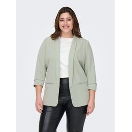 Kurzblazer Only CARMAKOMA "CARELLY 3/4 LIFE BLAZER WVN", Damen, Gr. 42, desert sage, Web, Obermaterial: 95% Polyester, 5% Elasthan, unifarben, regular fit, V-Ausschnitt, Blazer Kurzblazer