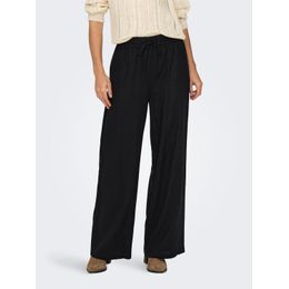 Jacqueline de Yong Leinenhose JDY "JDYSAY LINEN HW WIDE PANT WVN NOOS", Damen, Gr. L (40), L&auml;nge 32, schwarz, Web, Obermaterial: 55% Leinen, 45% Viskose, unifarben, loose fit lang, Hosen, Sommerhose mit Leinen