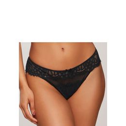 String Lascana "Cara", Damen, Gr. 32/34, schwarz, Spitze, Obermaterial: 87% Polyamid, 13% Elasthan, k&ouml;rpernah, Unterhosen String, aus dezent transparenter Spitze, anteilig aus recyceltem Material