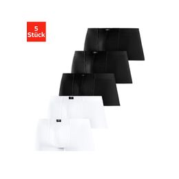 H.I.S. Hipster H.I.S, Herren, Gr. 4 (S), 5 Stk., schwarz-wei&szlig; (schwarz, wei&szlig;), Jersey, Obermaterial: 95% Baumwolle, 5% Elasthan, unifarben, k&ouml;rpernah, Unterhosen, knapp sitzende Boxershorts aus Baumwollstretch