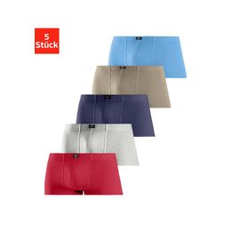 H.I.S. Hipster H.I.S, Herren, Gr. 5M, 5 Stk., bunt (rot, marine, grau, meliert, khaki), Jersey, Obermaterial: 95% Baumwolle, 5% Elasthan, unifarben, k&ouml;rpernah, Unterhosen, knapp sitzende Boxershorts aus Baumwollstretch