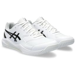 Tennisschuh asics "GEL-DEDICATE 8", Herren, Gr. 46, wei&szlig;, Synthetik, Textil, Schuhe, Multicourt-Schuh, Allcourtschuh